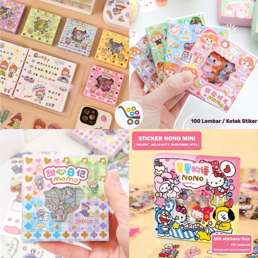 Jual 100 Lembar MOMO Stiker Waterproof / Sticker Lucu Deco Aesthetic ...