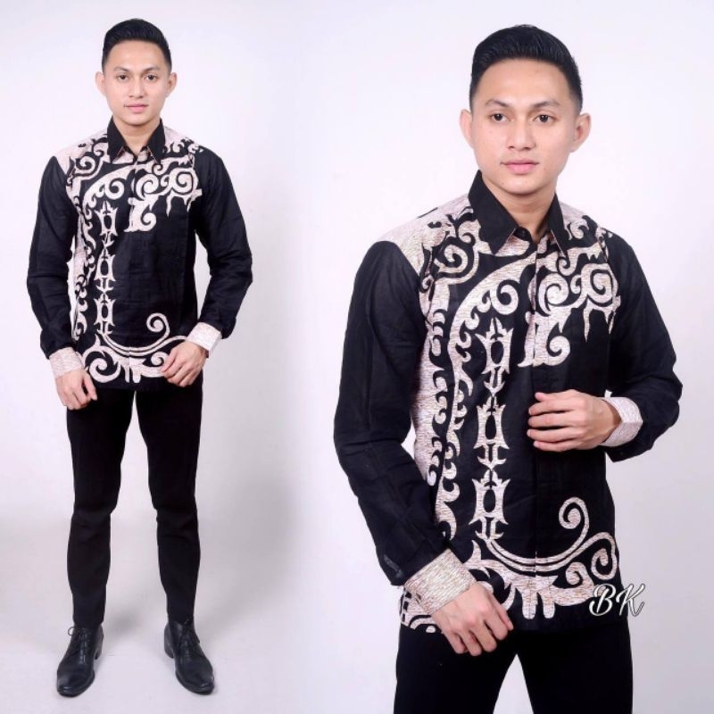 Jual Batik Hitam Manis Kemeja Batik Hitam Pria Lengan Panjang Kemeja ...