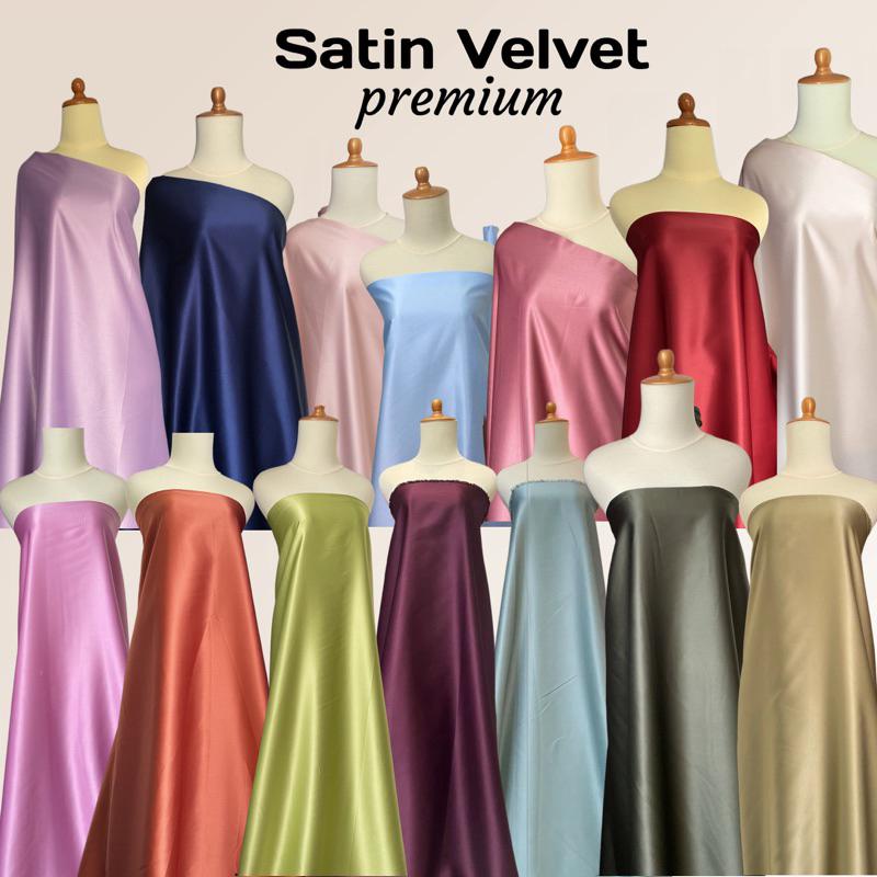 Jual Kain Silk Satin Saten Meteran Furing Kebaya Velvet Premium Bahan ...
