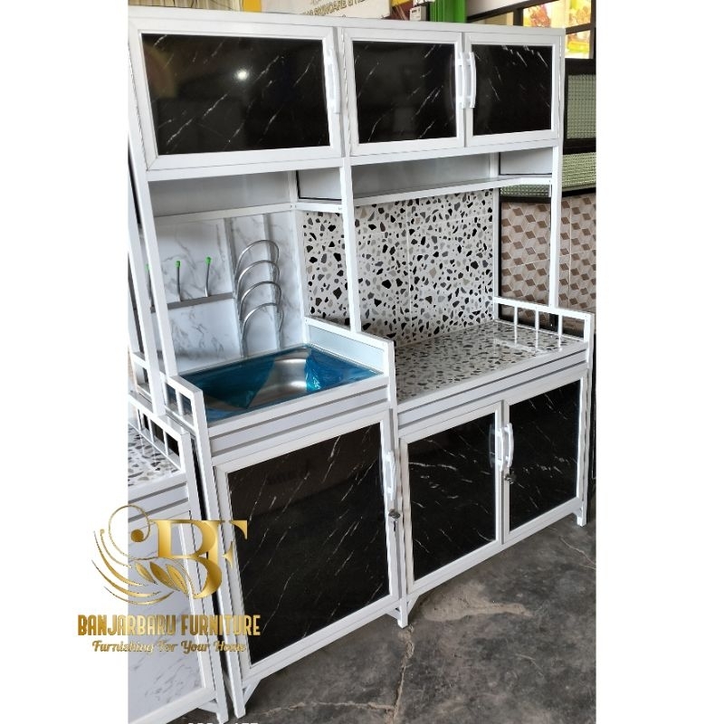 Jual Kitchen Set Portabel & Cuci Piring Lemari Atas ( ACP Black Marmer ...