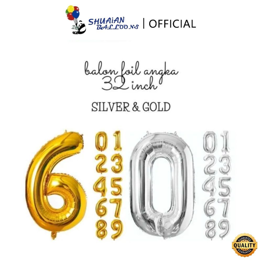Jual SHUAIAN Balon Foil Angka Large Ukuran 32 Inch Balon Angka Jumbo ...