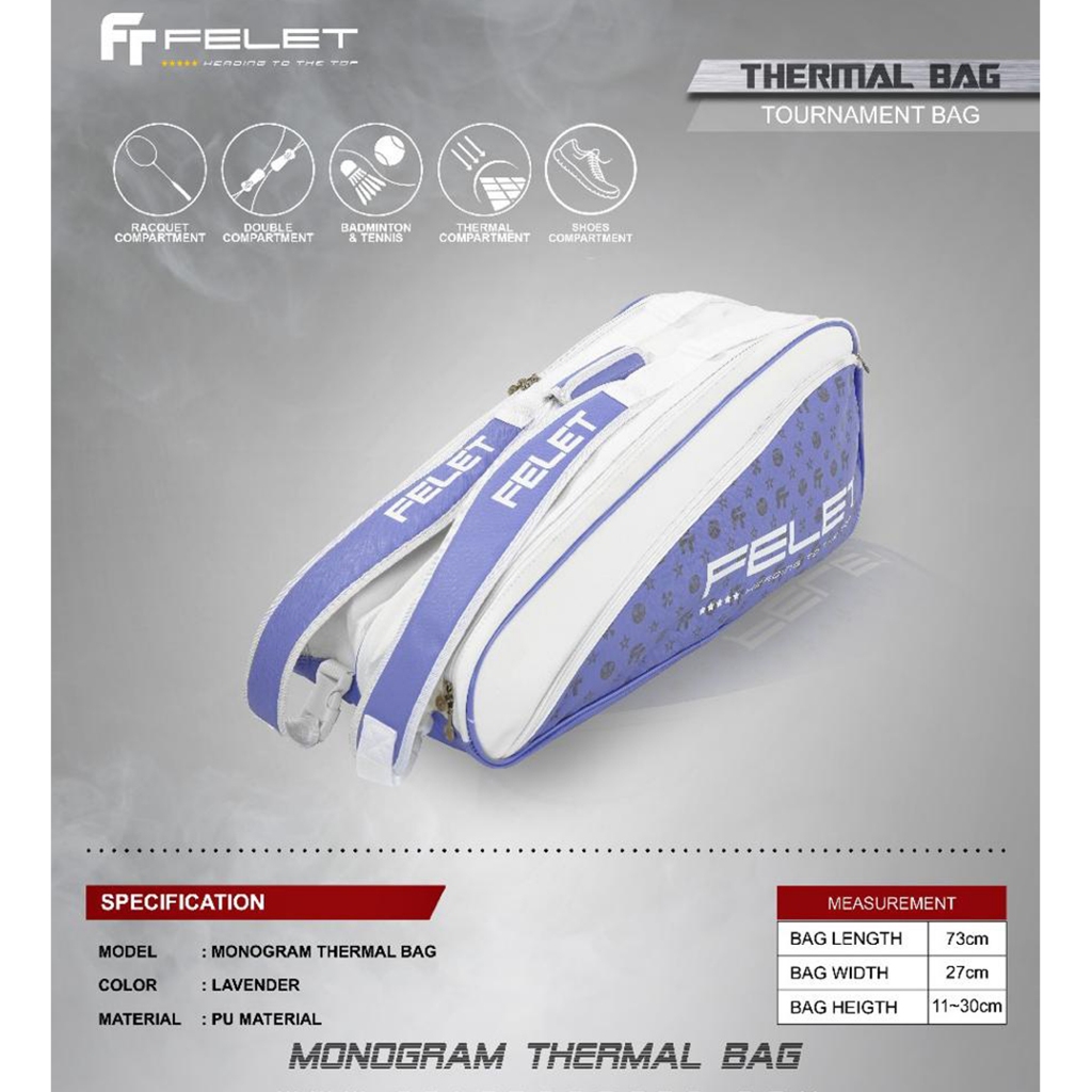 Jual Tas Raket Badminton Thermal Merk Felet Original Tas Turnamen ...