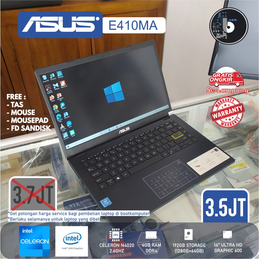 Jual ASUS E410MA SECOND LIKE NEW THN 2021 FULL SET DENGAN BOX | Shopee ...