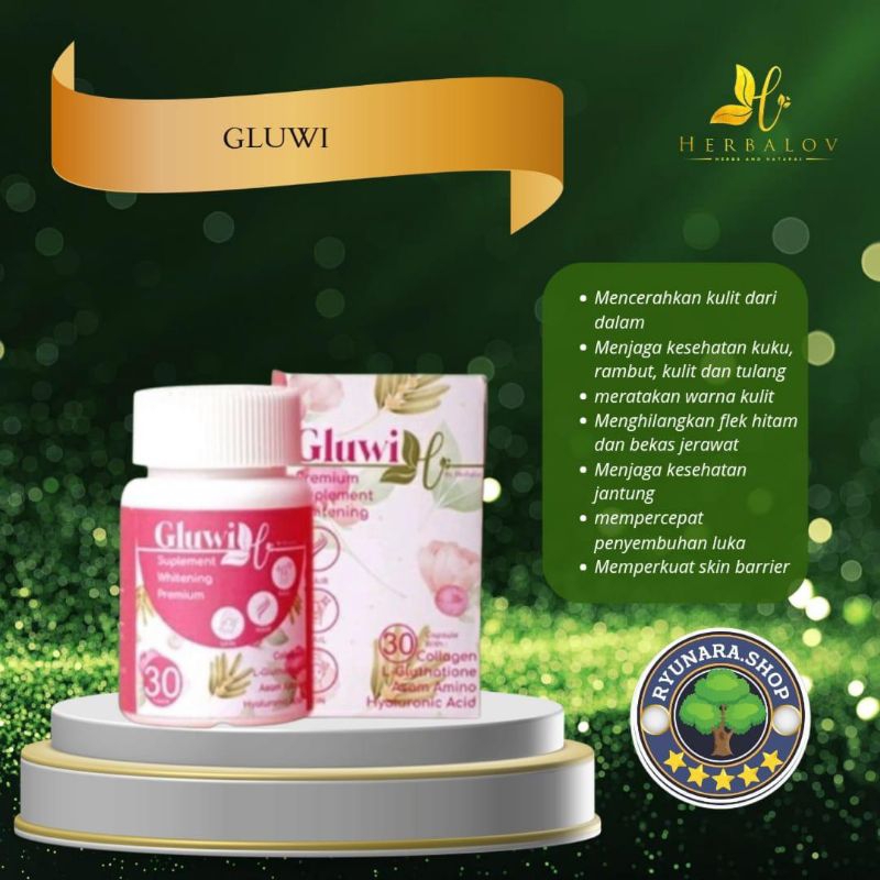 Jual GLUWI by HERBALOV (WHITENING SUPLEMENT GLUTATHIONE COLLAGEN ...