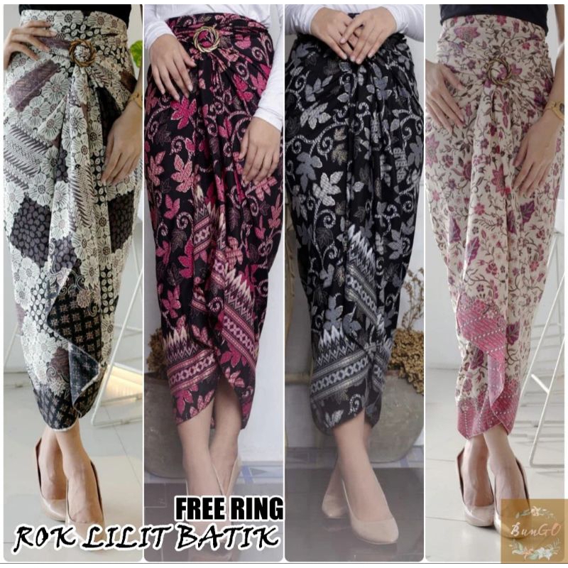 Jual Rok Lilit Batik Bahan Sutra Silk Premium Free Ring/Bawahan Kebaya ...