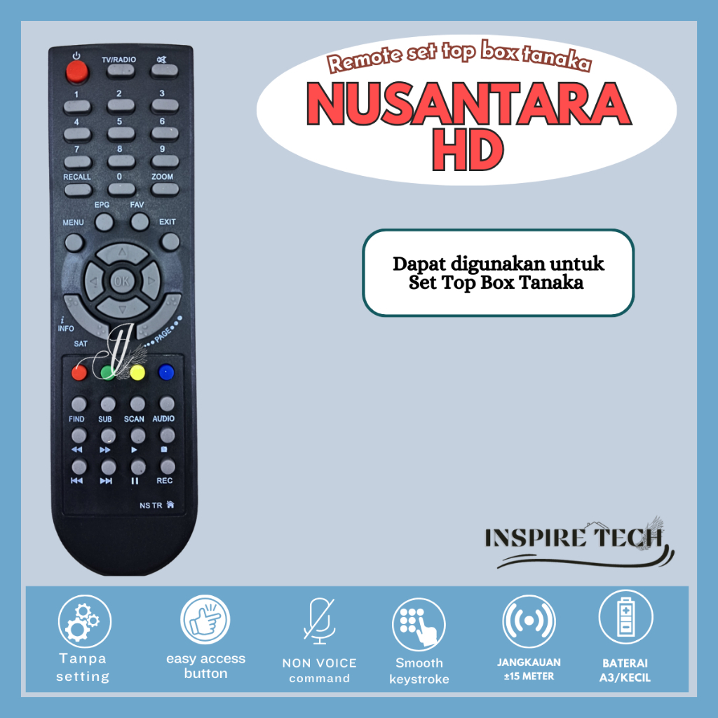 Jual Remot Remote SET TOP BOX DVB T2 TANAKA Nusantara HD | Shopee Indonesia