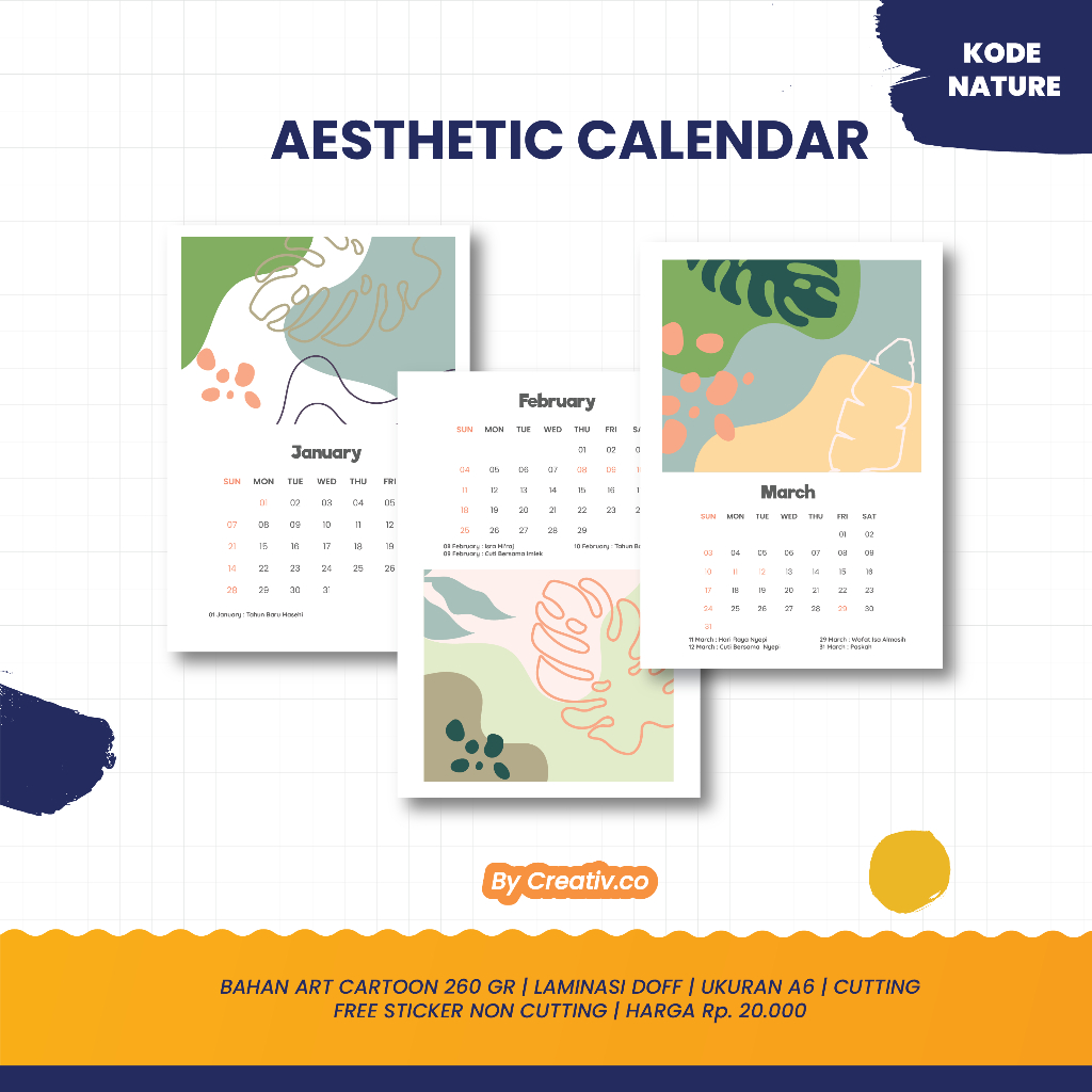 Jual KALENDER AESTHETIC 2024 NATURE [KALENDER MURAH] [KALENDER TEMPEL ...