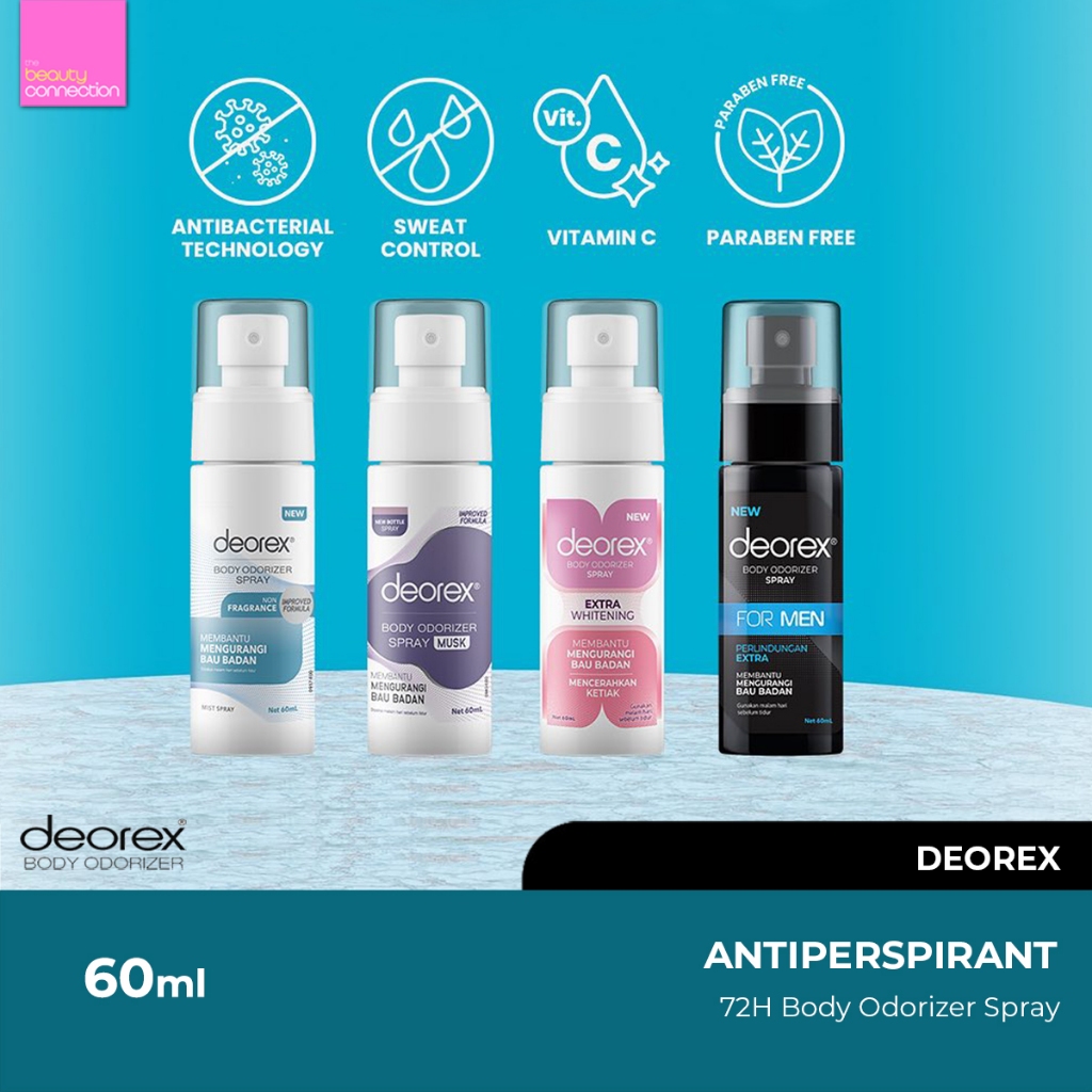 Jual DEOREX Antiperspirant Deodorant Spray 60ml | Shopee Indonesia