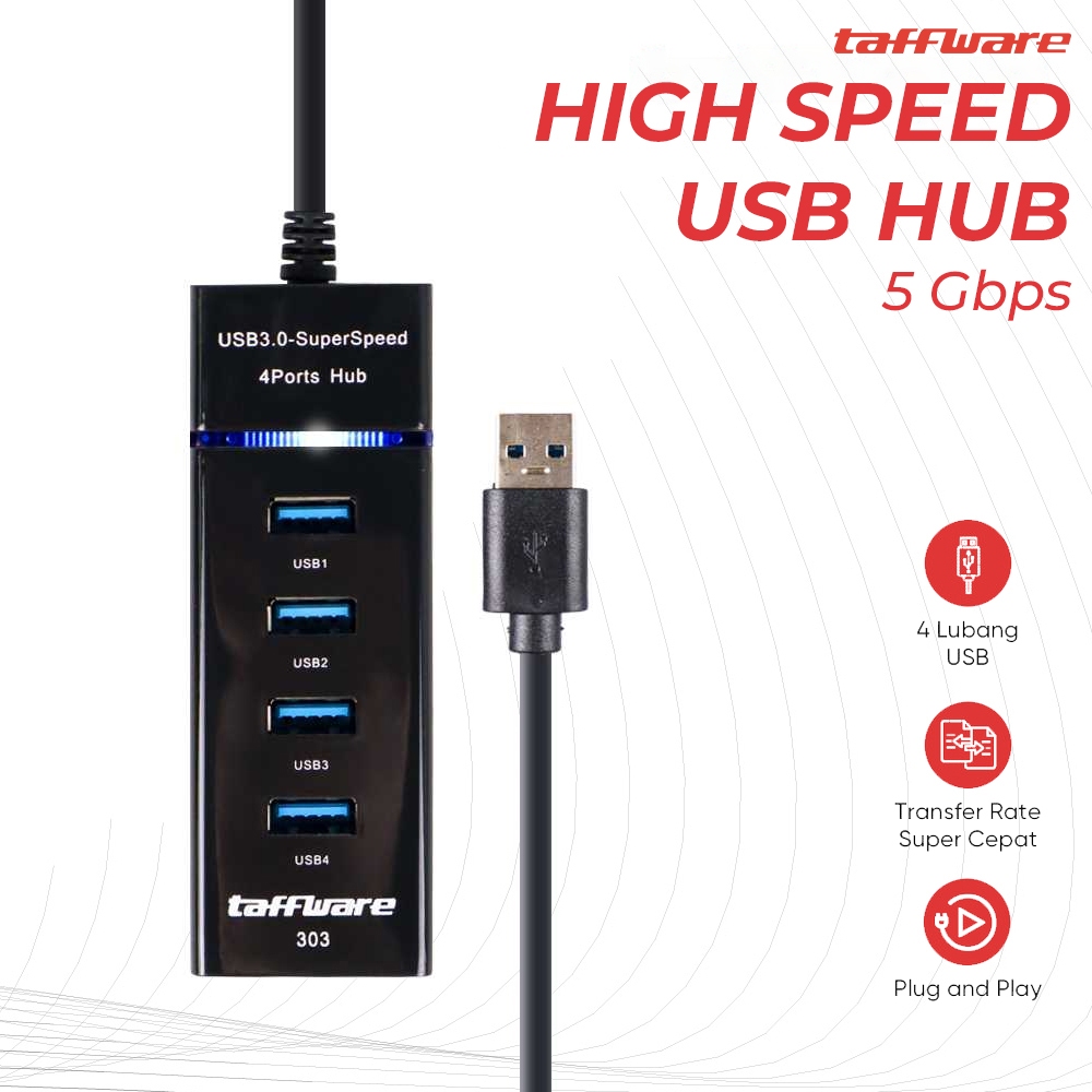Jual Adapter High Speed 4 Ports Colokan USB Saklar HUB 3.0 5Gbps ...