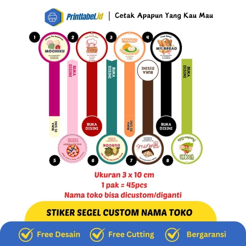 Jual Stiker Segel Custom Nama Toko dan Merk Untuk Kemasan Makanan dan ...