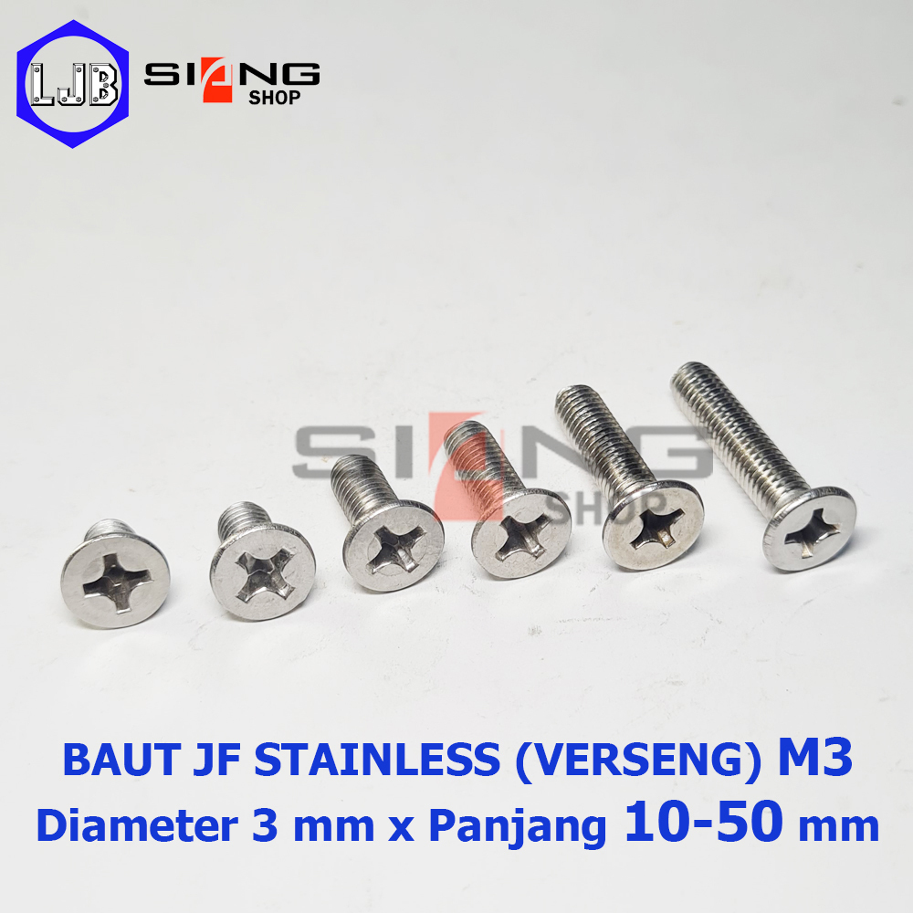 Jual Baut JF Stainless M3 panjang 10 sd 50mm / Baut Verseng Stainless | Shopee Indonesia