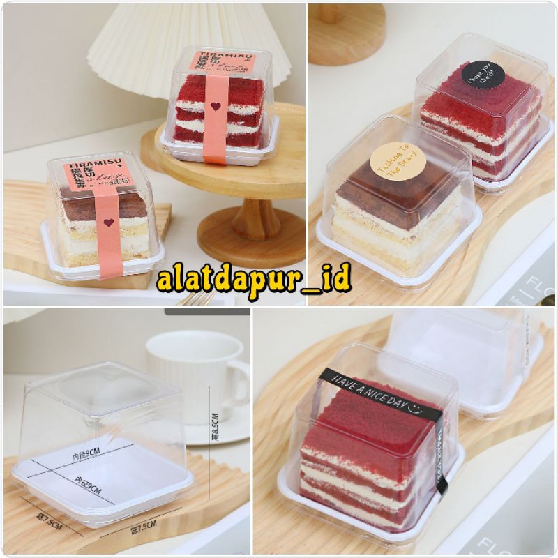 Jual 10pcs korean tray mika kue potong Premium box dus mika dessert ...