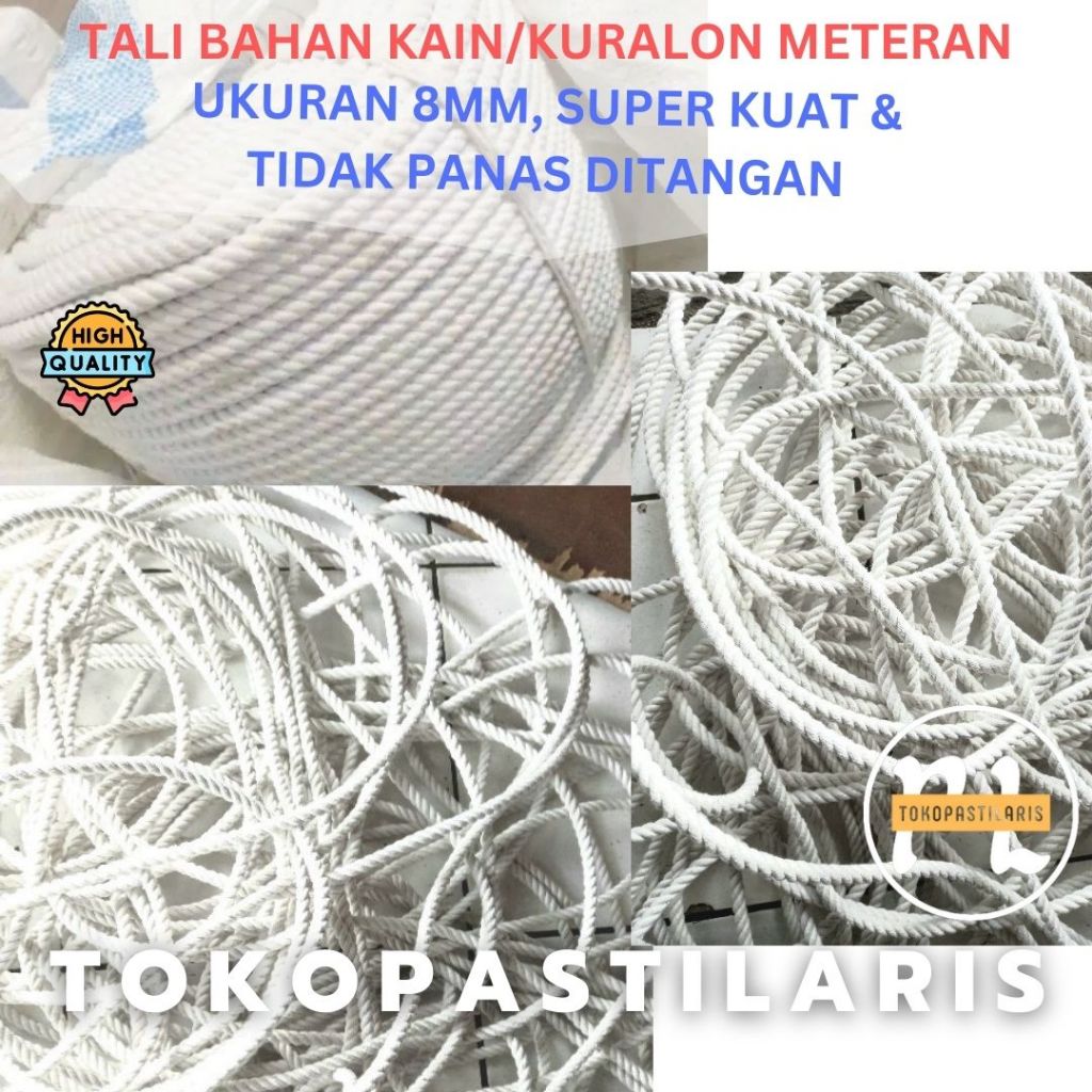 Jual TALI TAMBANG KAIN 8MM METERAN/ TALI BAHAN KAIN 6MM/ TALI KURALON ...