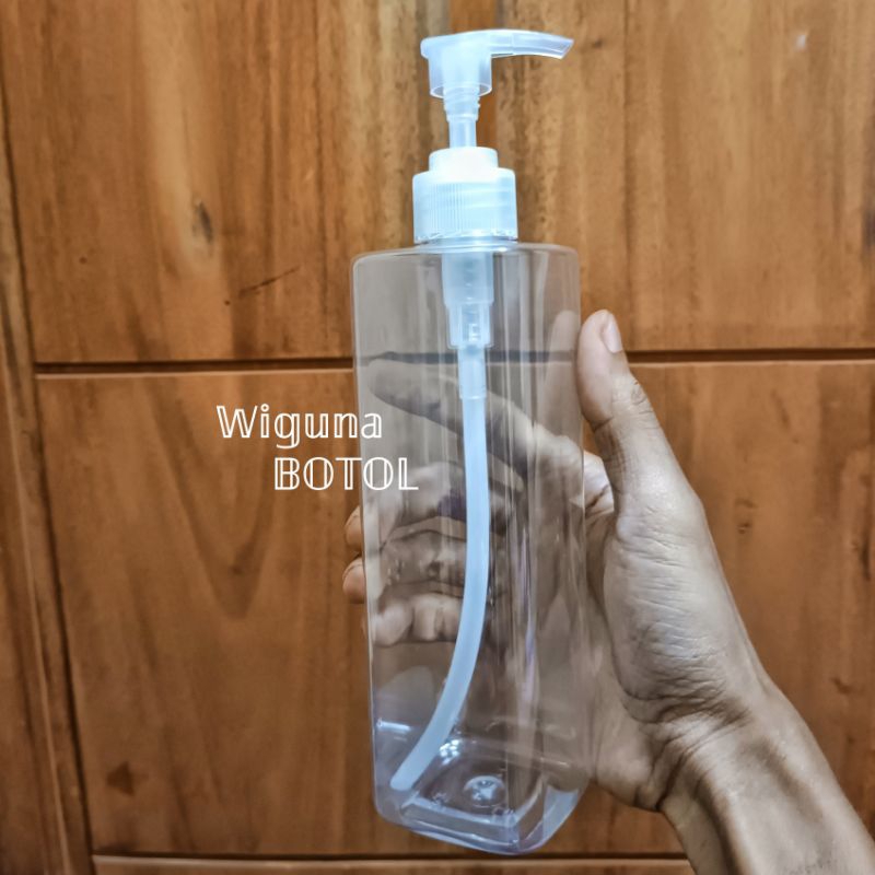 Jual Botol Pump 500ml Kotak Clear / Botol Pet 500ml Kotak Tutup Pump Lotion | Shopee Indonesia