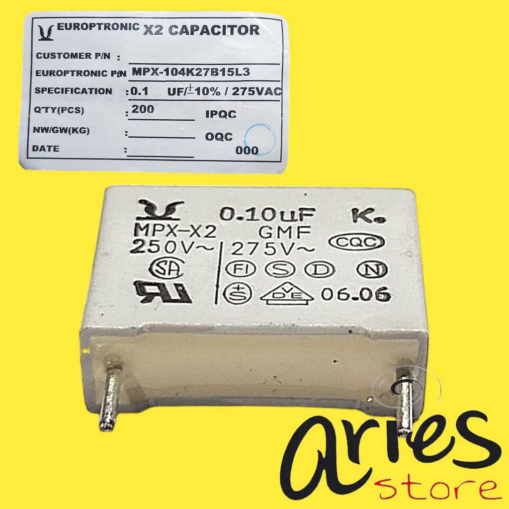 Jual CAPASITOR MKP 100n 275v EUROPTRONIC | Shopee Indonesia
