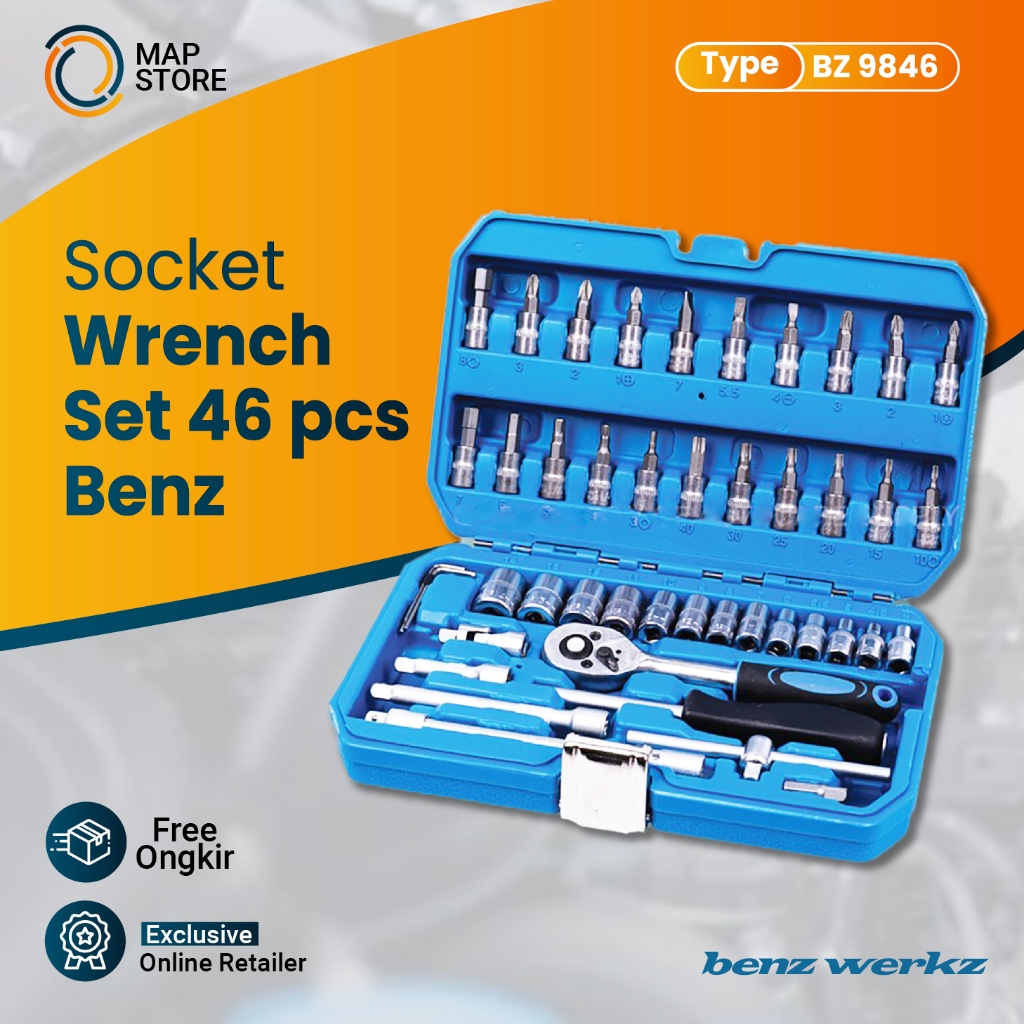 Jual Kunci Sok Set 46 Pcs 1/4" Mata Obeng Socket Sock Motor Benz Werkz ...