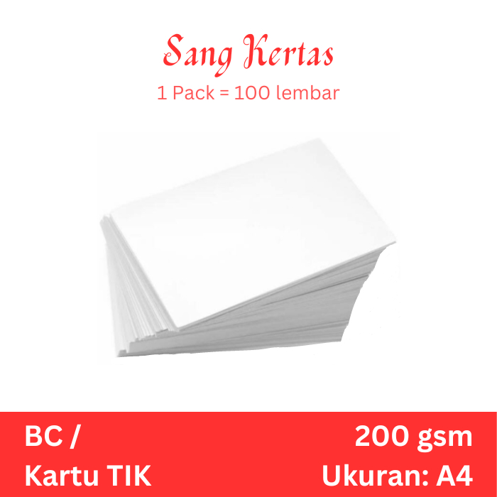 Jual Kartu TIK 200 gsm A4 Isi 100 lembar / Kertas HVS BC Tebal Halus ...