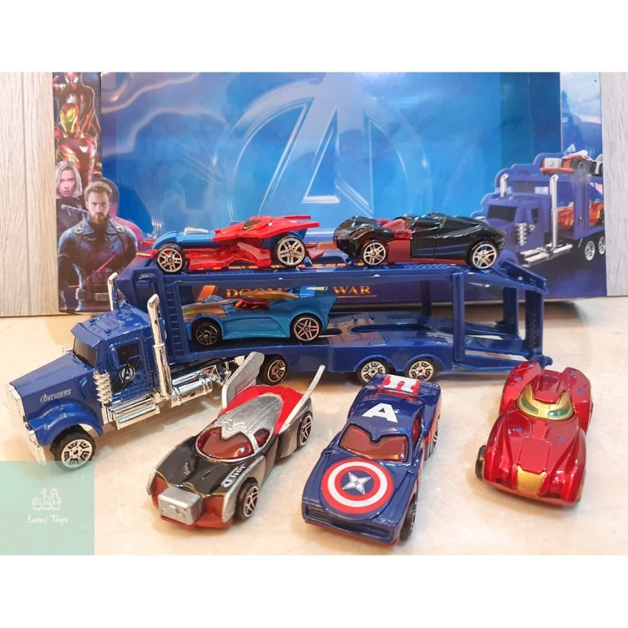 Jual Mainan Anak Mobil Truk Diecast Avengers Truck + Towing Cars Set ...