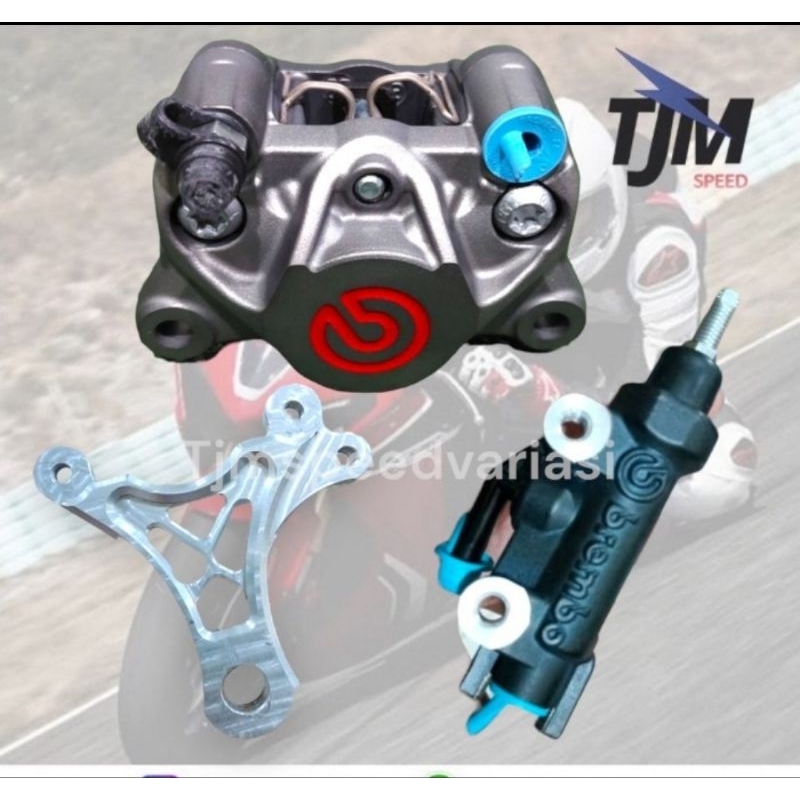 Jual kaliper brembo p2 2p grey red logo + breket belakang ninja r ss + master rem belakang ...