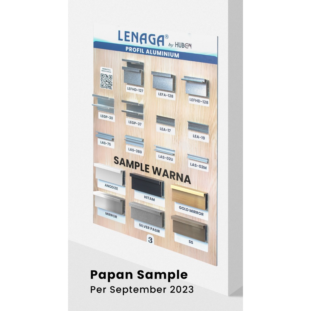 Jual Papan Sample Profil Aluminium Huben Lenaga 1 set ( 3 pcs ...