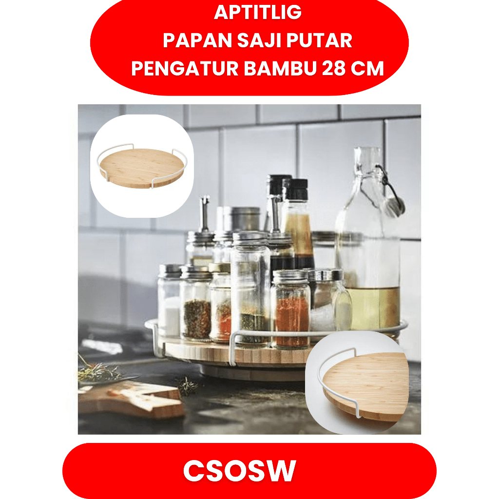 Jual Papan saji putar pengatur bambu ukuran 28 cm IKAptit Lazy Susan ...