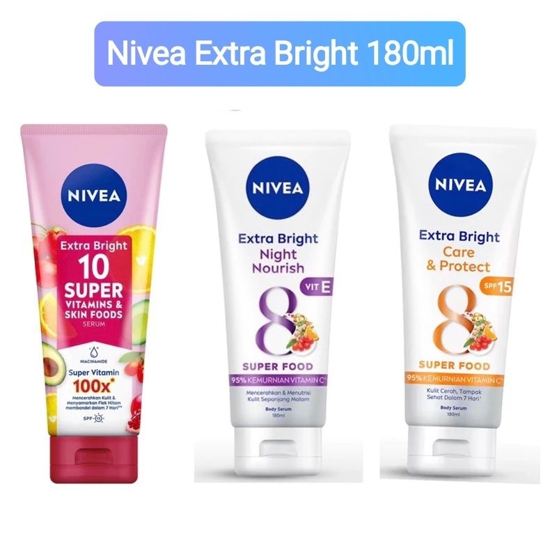 Jual Nivea Extra Bright Night Nourish, Care & Protect , Skin Food 180ml ...