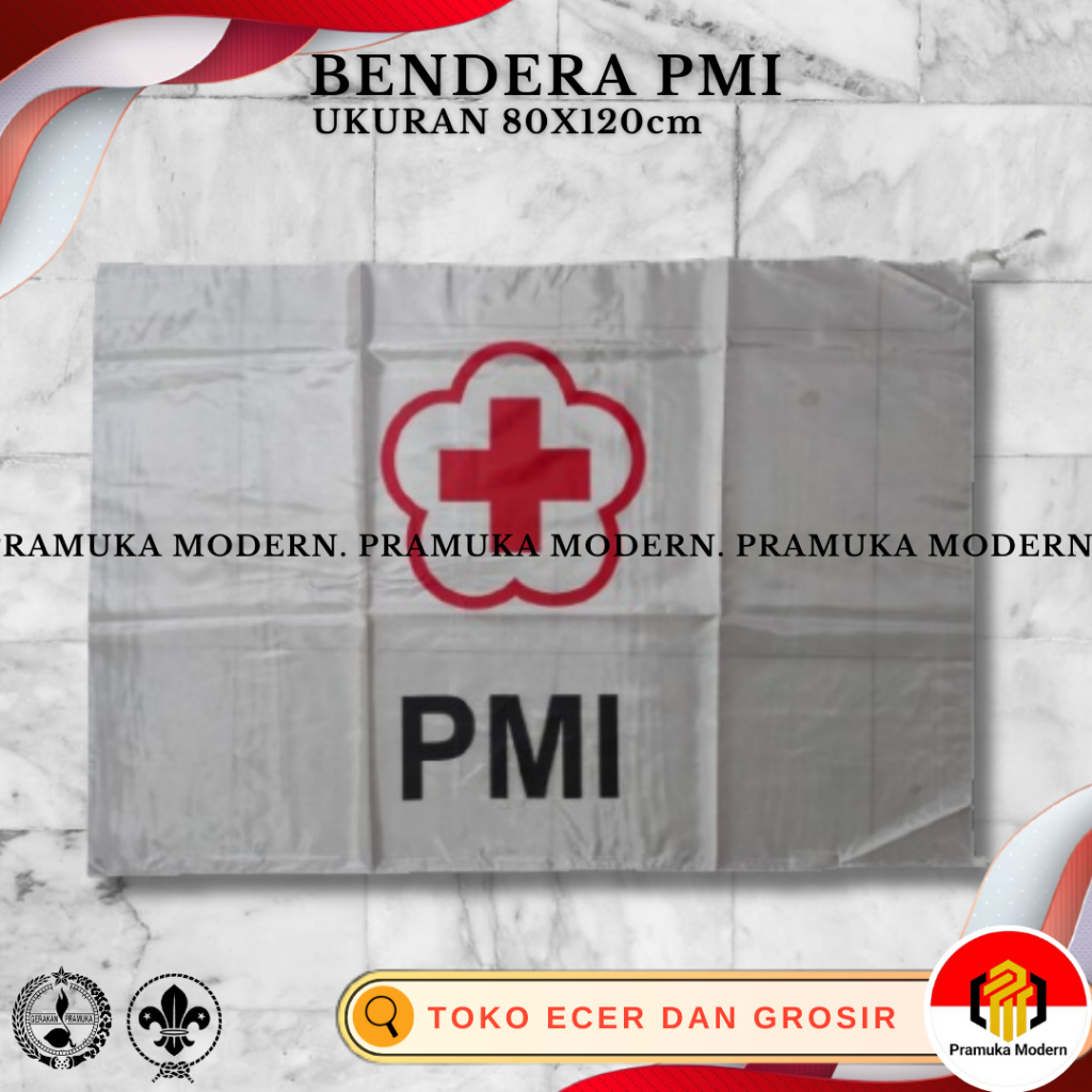 Jual Bendera PMI / bendera Palang Merah Indonesia tahan cuaca (bijian ...