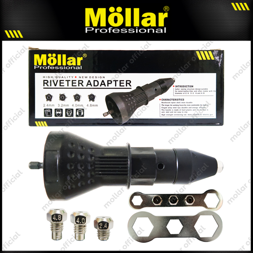 Jual MOLLAR Adaptor Mata Bor Paku Rivet ke Mesin Bor Riveter Adapter ...