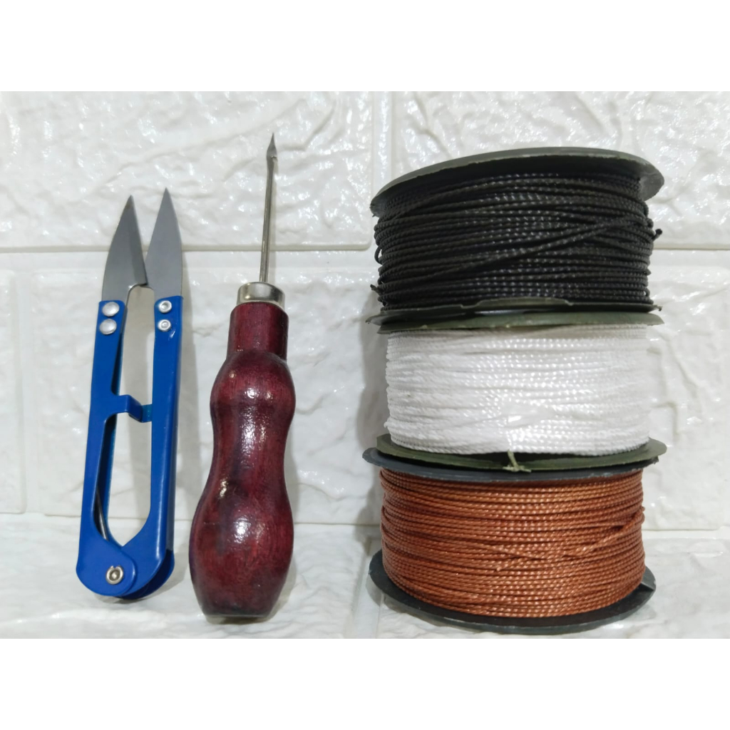 Jual Paket benang kecil nilon sol sepatu + Jarum sol sepatu + Gunting ...