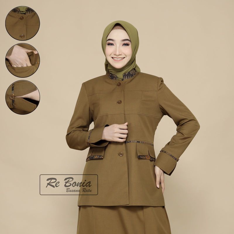 Jual Blezer RE BONIA Seragam PDH Kheki tua Rok A,Baju Dinas Kheki tua ASN,PNS PDL Kheki tua ...