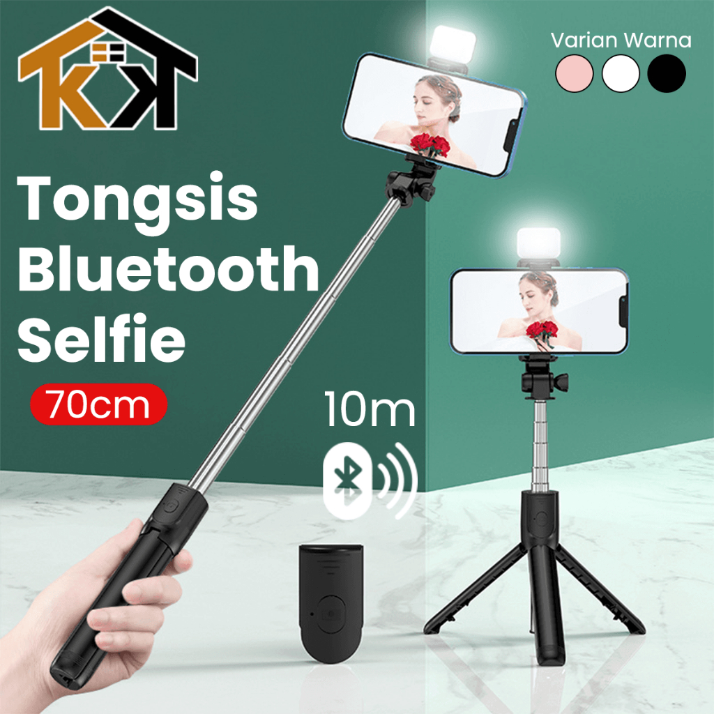 Jual (KK) Tripod Tongsis Handphone Bluetooth Selfie Stick LED Flash ...