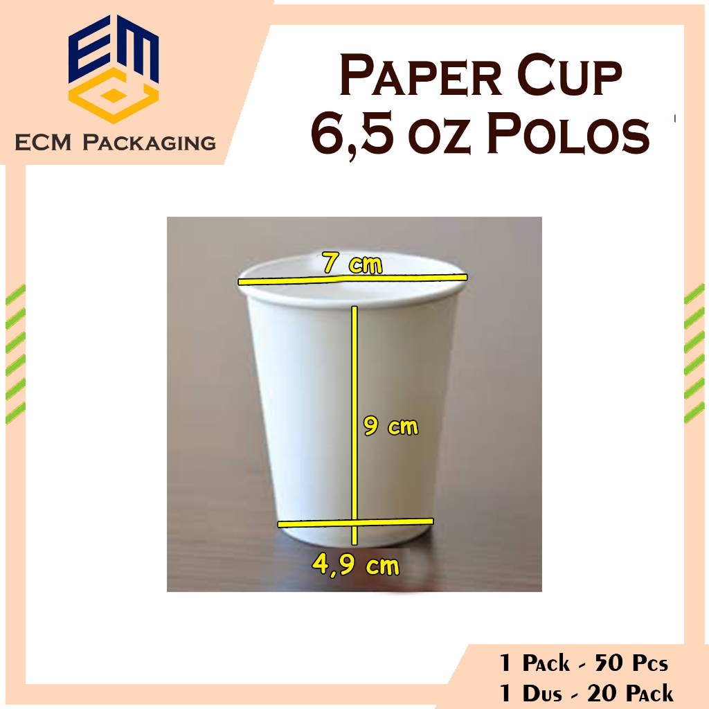 Jual PAPER CUP PUTIH POLOS 6,5OZ 8OZ 50PCS | GELAS KERTAS | GELAS TEH GELAS KOPI | Shopee Indonesia