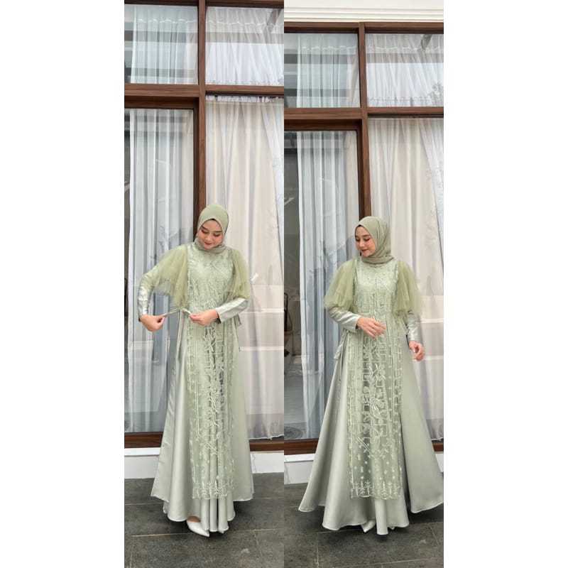 Jual NEW LADY DRESS SET OUTER BRUKAT MOTIF MIX TILLE GAUN KONDANGAN ...
