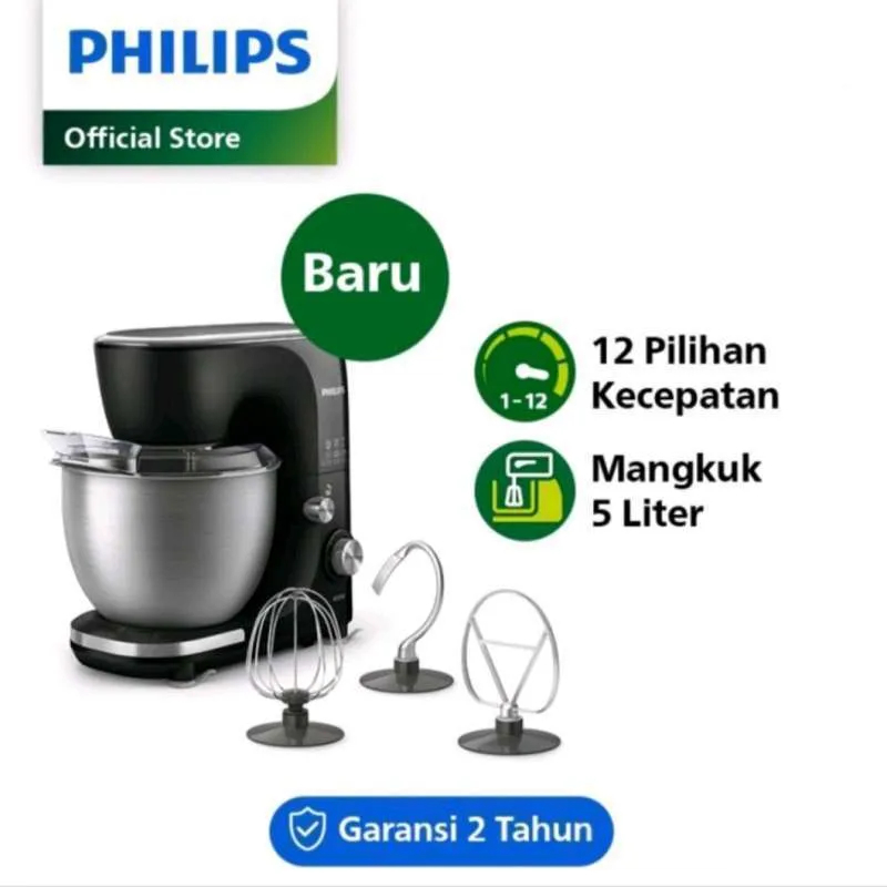 Jual PHILIPS Standing Stand Mixer Kitchen Mixer Roti HR 7922 5ltr ...