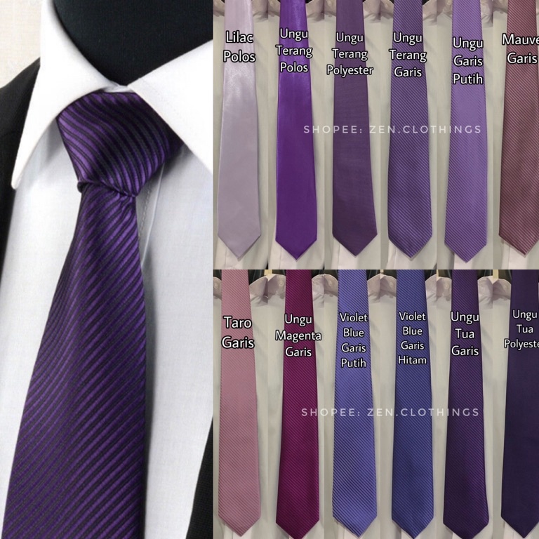 Jual CHEKOUT Dasi Panjang Pria Dewasa Warna Lilac Ungu Muda Terang Taro ...