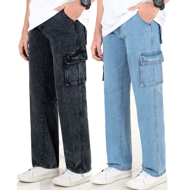 Jual Celana Cargo Panjang Pria Kulot Baggy Oversize Boyfriend Jeans Cargo Pria Korean Style ...
