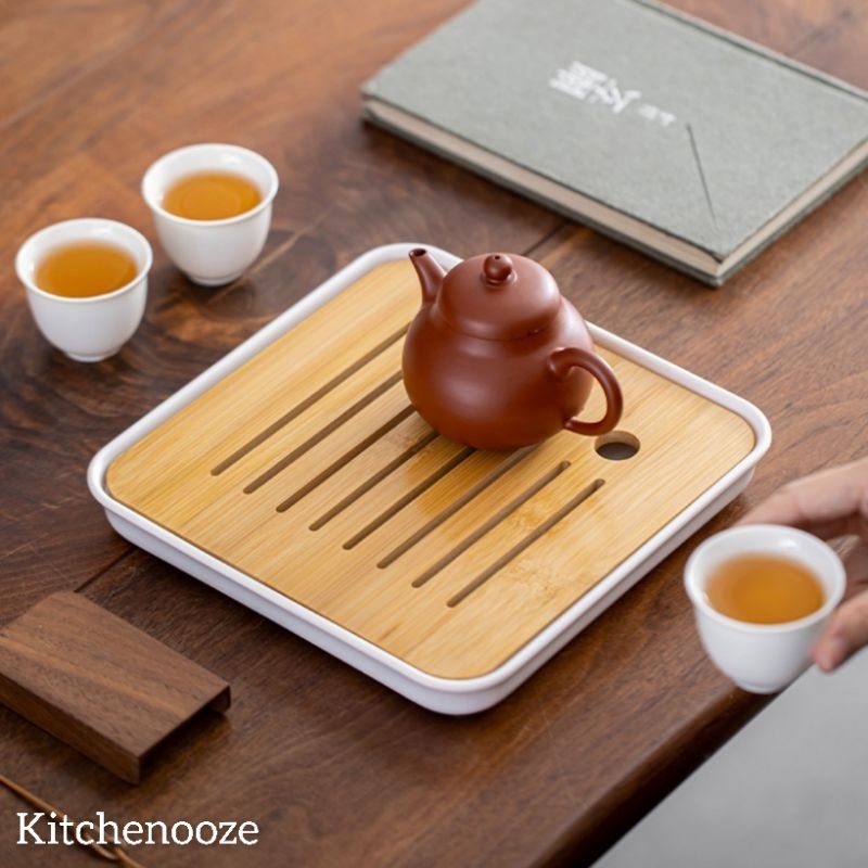Jual SQUARE BAMBOO CHINESE TEA TRAY + DRAIN PAN | Nampan Teh Bambu Anti ...