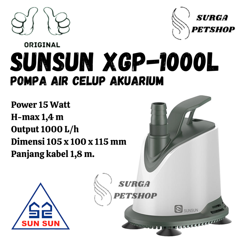 Jual SUNSUN XGP 1000L Pompa Air Celup Akuarium Kolam Ikan Submersible Water Pump Aquarium ...