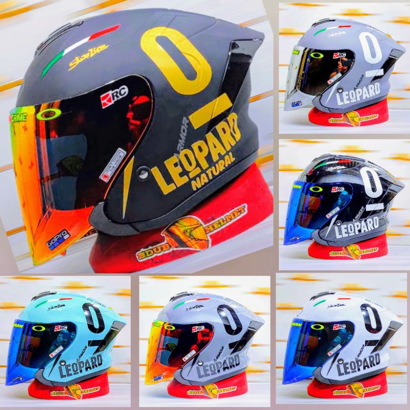 Jual Helm JS ARMOR motif Leopard Black dof paket ganteng spoiler 3D ...