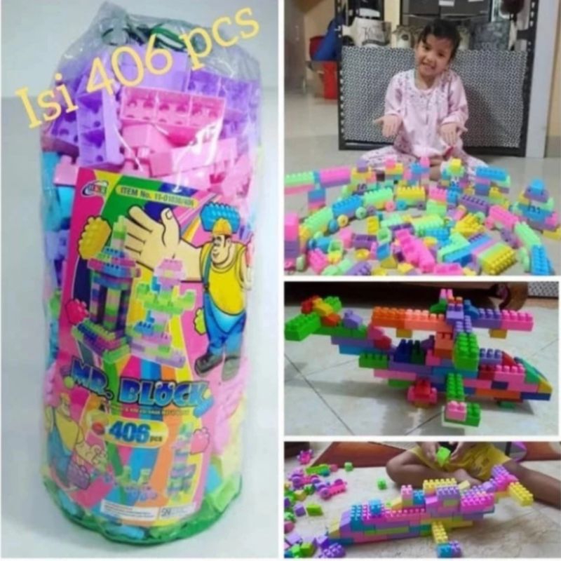 Jual Mainan Mr Block Susun Uk Jumbo 406 Pcs - Brick Balok Besar Anak ...