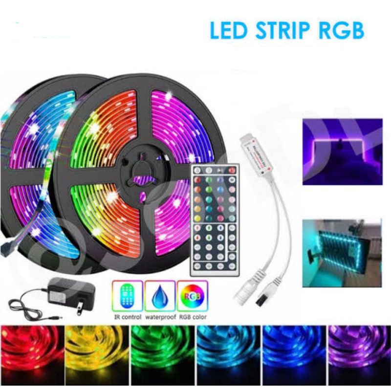 Jual PAKET LAMPU LED STRIP RGB 2835 5050 3528 WARNA WARNI 5M 10 METER ...