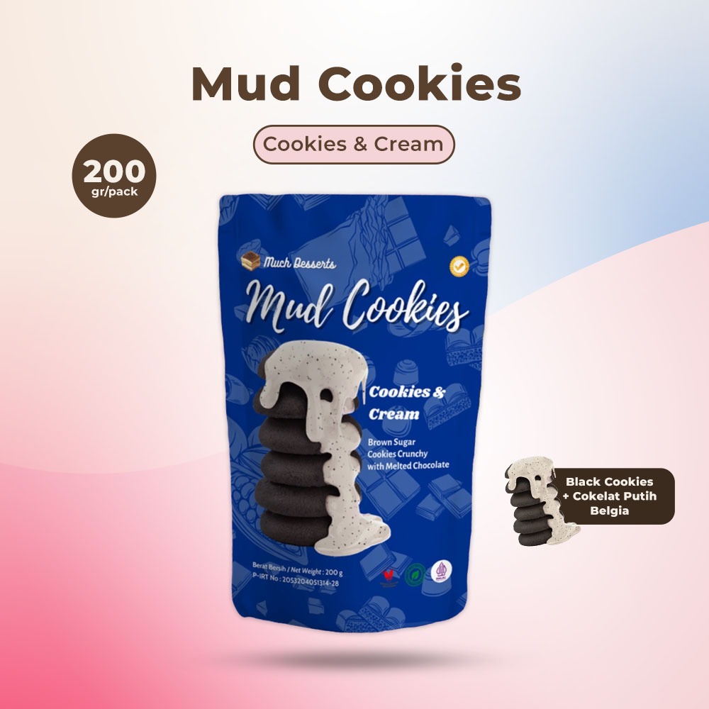 Jual Mud Cookies Cookies and Cream - Melted Black Cookies With Belgian ...