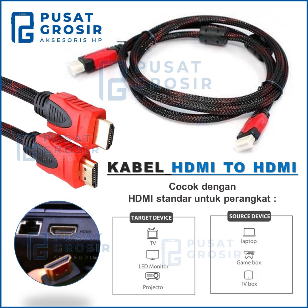 Jual Terl4ku. Kabel HDMI to HDMI nylon Hight Speed quality cable Male ...