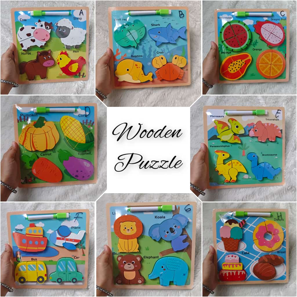 Jual Mainan Puzzle kayu free Papan Tulis n spidol | Shopee Indonesia