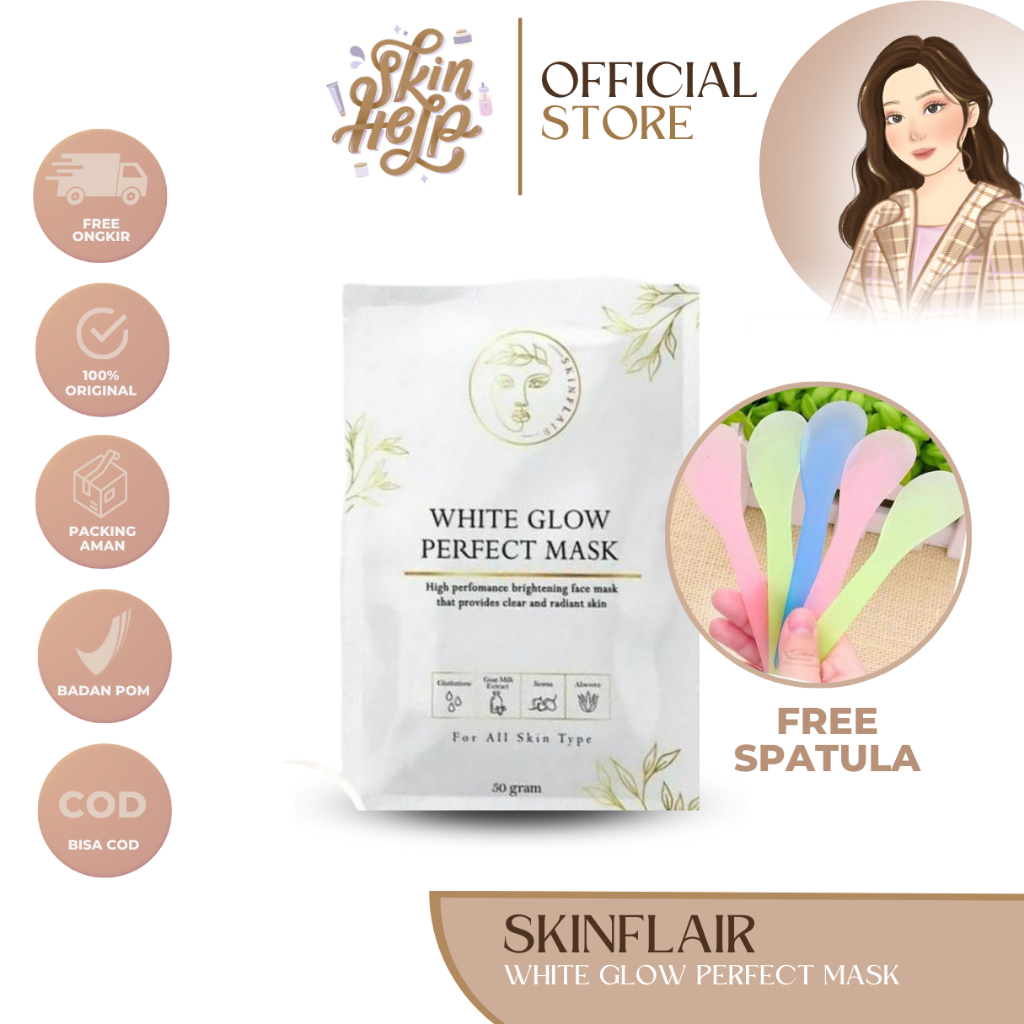 Jual READY! SKINFLAIR WHITE GLOW PERFECT MASK POWDER (FREE SPATULA ...