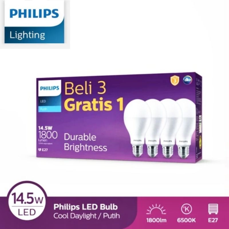 Jual Led MultiPack Philips 14,5w Beli 3 Gratis 1 - Lampu Philips Pack ...