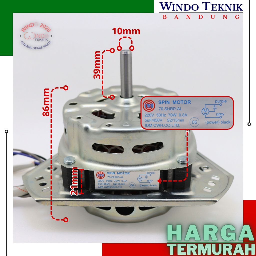 Jual (BIG SALE) DINAMO SPIN PENGERING MESIN CUCI 2 TABUNG SHARP 70WATT ...