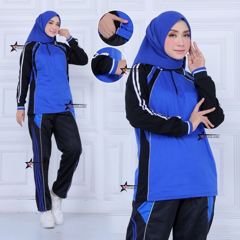 Jual One set Baju Olahraga Lengan panjang Wanita / Setelan Seragam Kaos ...