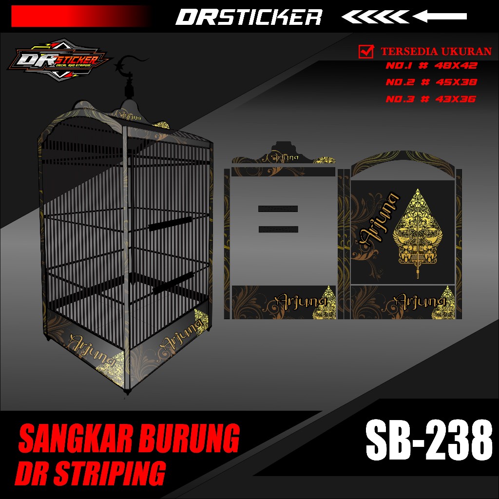 Jual Stiker Sangkar Burung Variasi WAYANG ARJUNA Decal Ebod Kandang ...