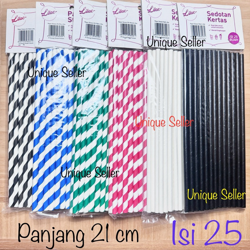 Jual [Isi25] Sedotan Kertas Paper Straw Garis Stripe Astor 21cm Tebal ...